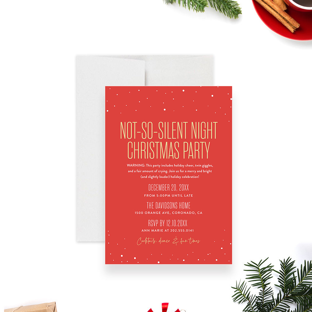 Not So Silent Night Family Christmas Invitation Card, Funny Christmas