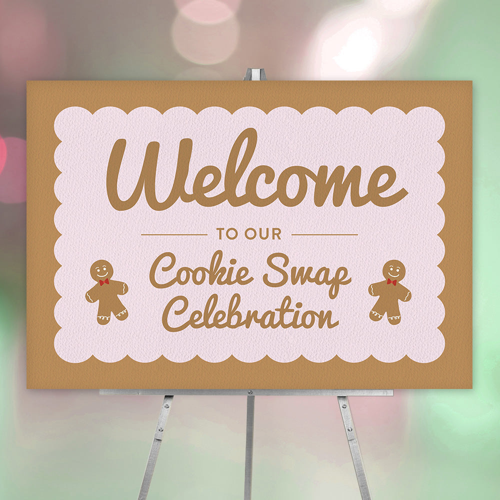 Cookie Swap Holiday Party Welcome Sign with Gingerbread Men — Claudia Owen