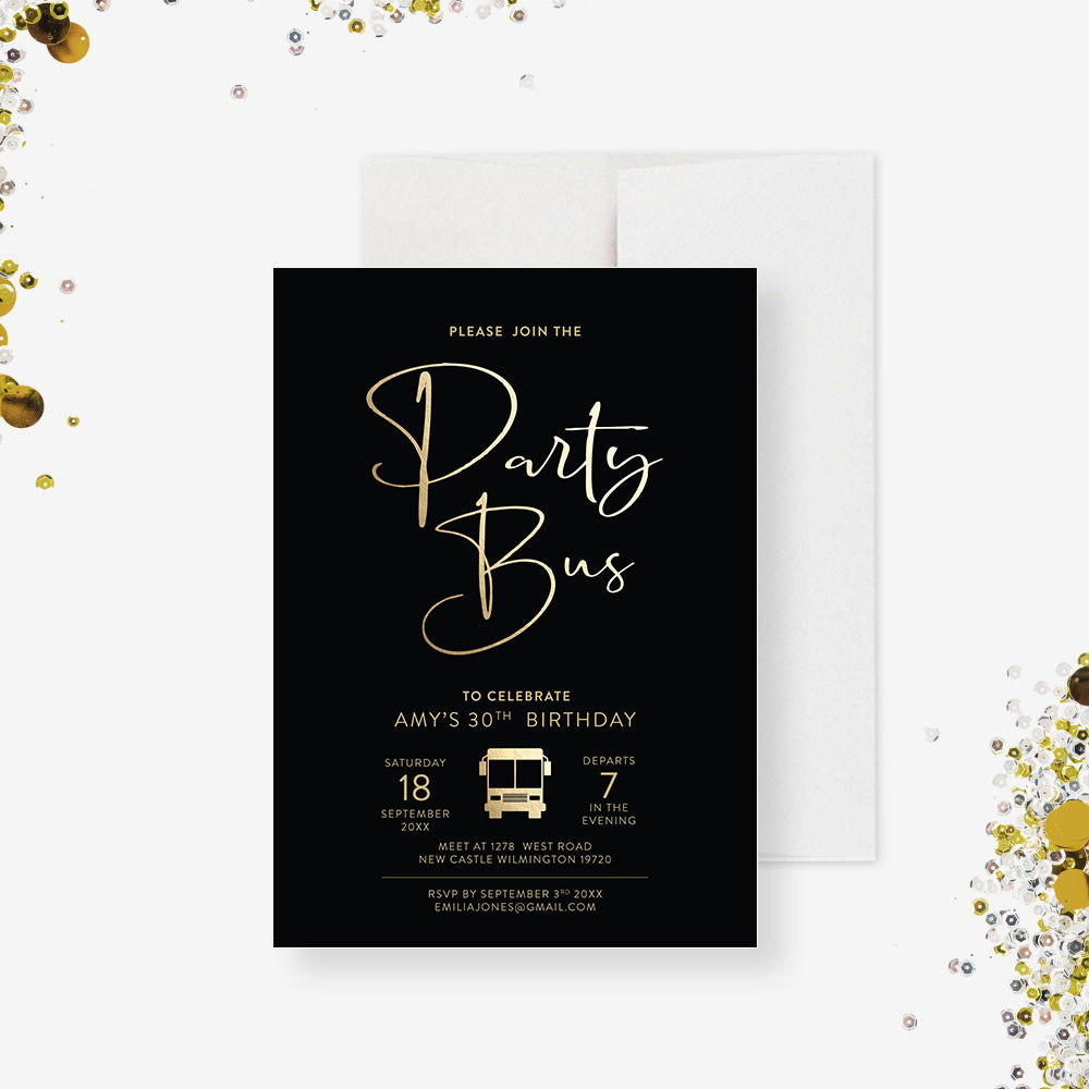 Party Bus Invitation for Adult Birthday Celebration, Bar Hop Birthday ...