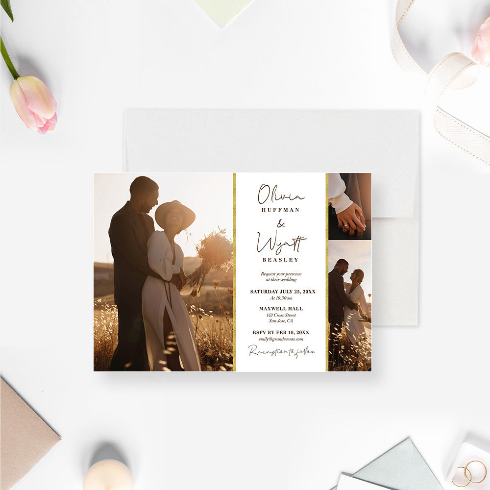 Elegant Photo Wedding Invitation Card, Invitations with Couple Picture