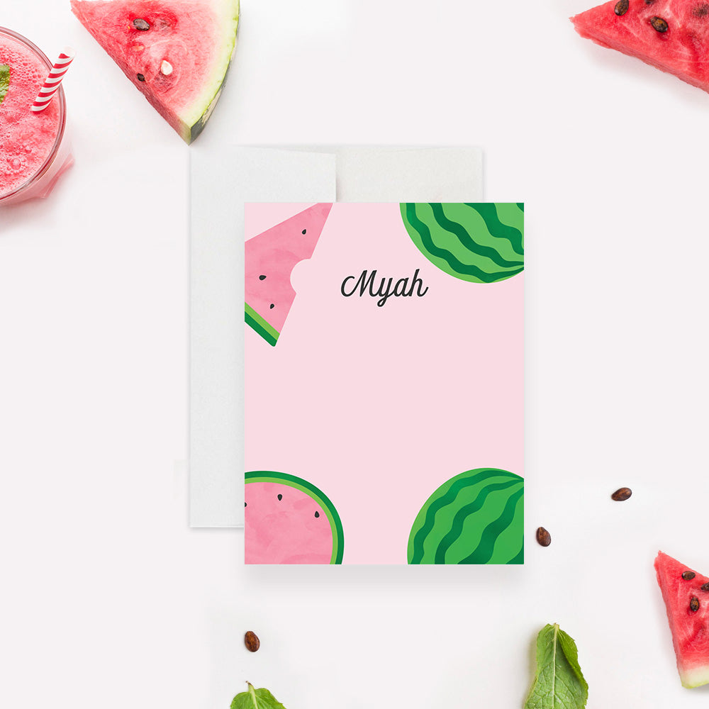 Watermelon Personalized Note Card for Kids Summer Stationery