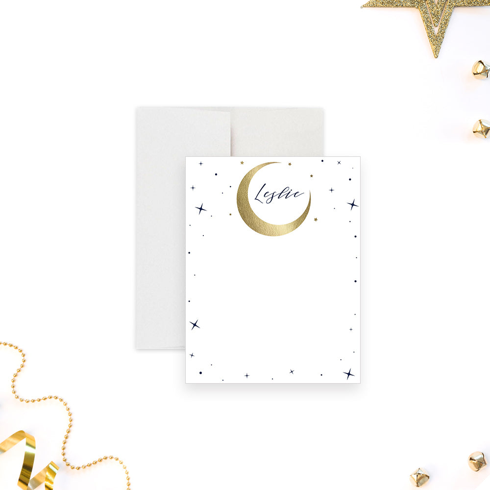 Personalized Moon Note Card for Boys and Girls, Custom Note Card with