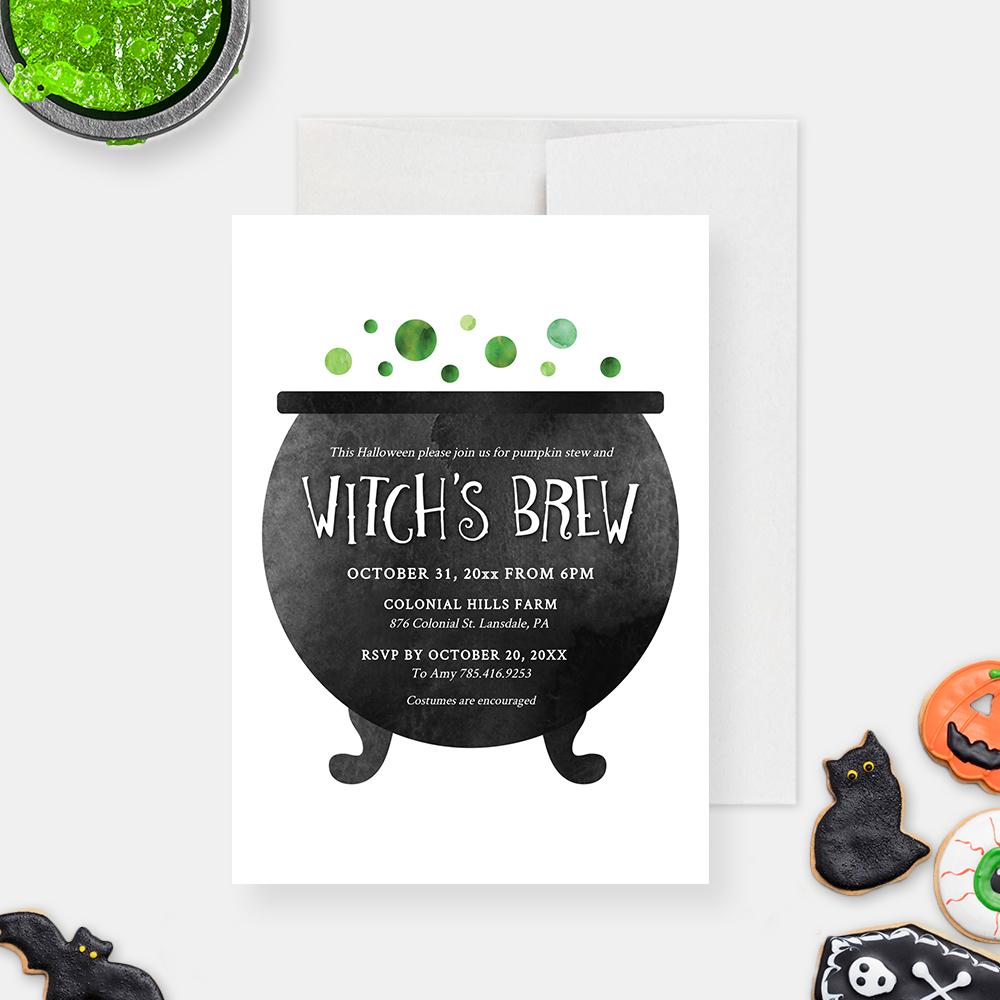Witch’s Brew Halloween Invitation Digital Download Template