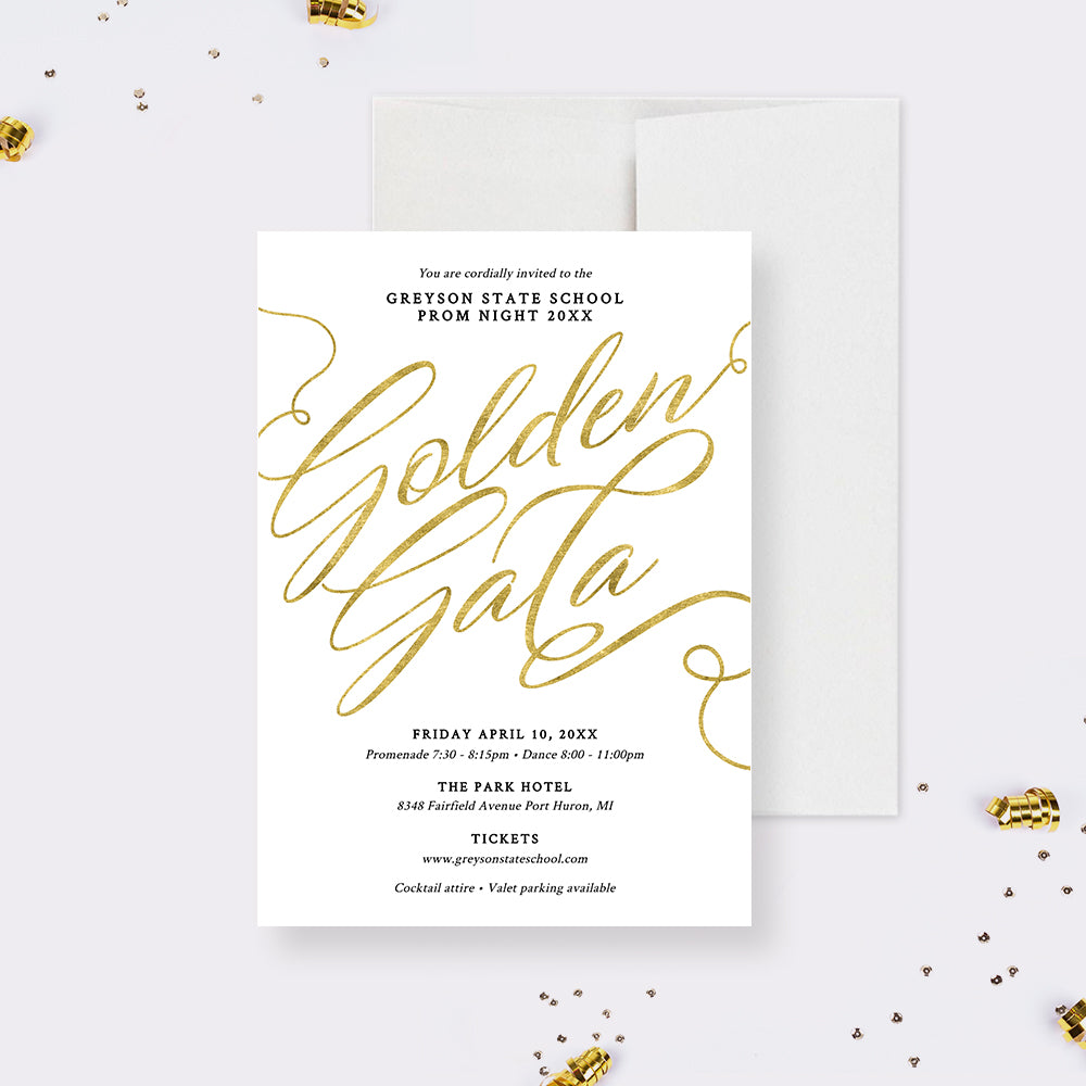 Golden Gala Invitation Template, Elegant Gala Night Invite Digital Dow ...