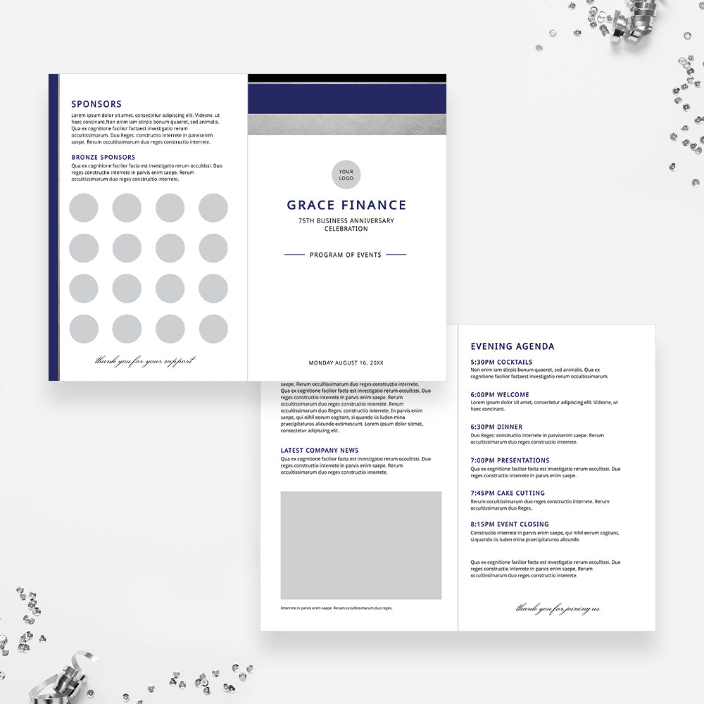Personalized Business Program Template, Business Anniversary Event Pro
