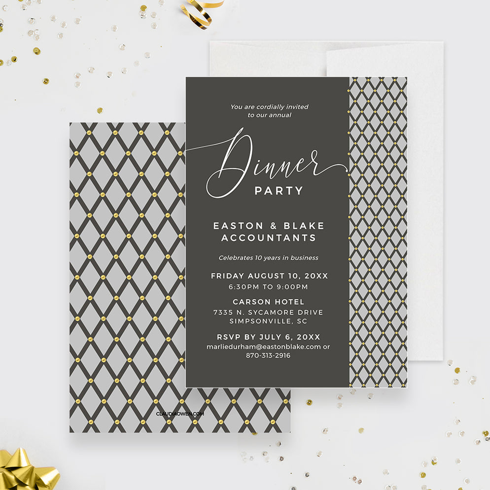 Elegant Dinner Party Invitation Template, Rehearsal Dinner Printable I