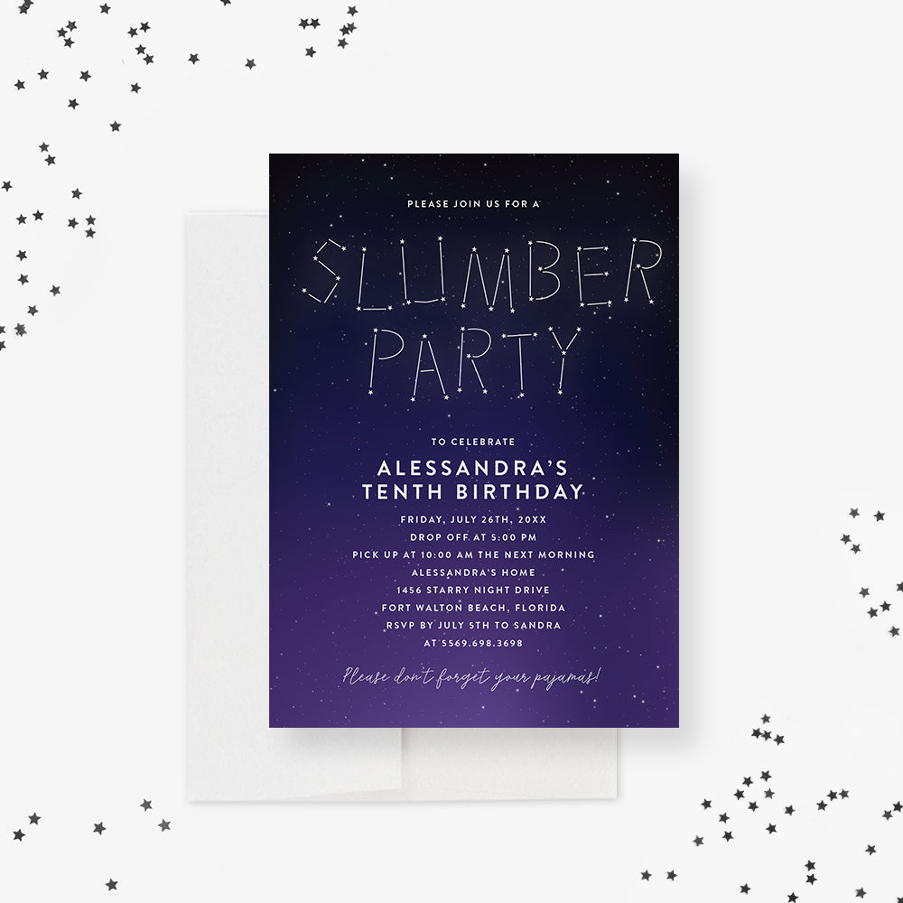 Slumber Party Birthday Cards To Print