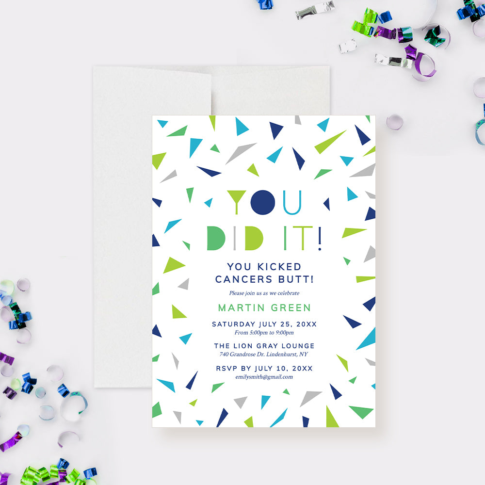 You Did It Goodbye Cancer Invitation Template, Cancer Free Party Invit