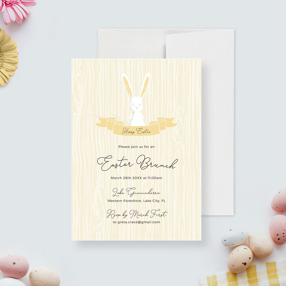 Easter Bunny Brunch Invitation Template, Easter Birthday Party Invite
