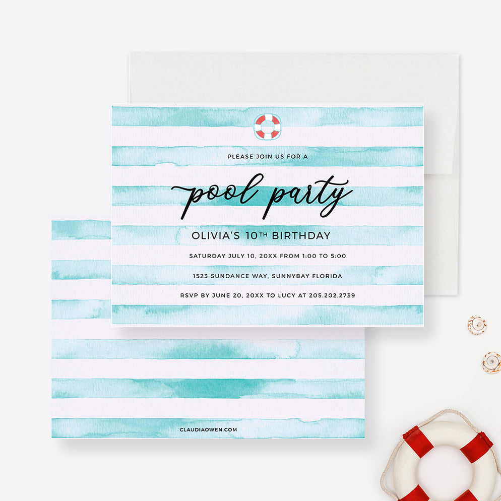 Pool Party Invitation for Kids and Adults, Swim Party Invites Digital