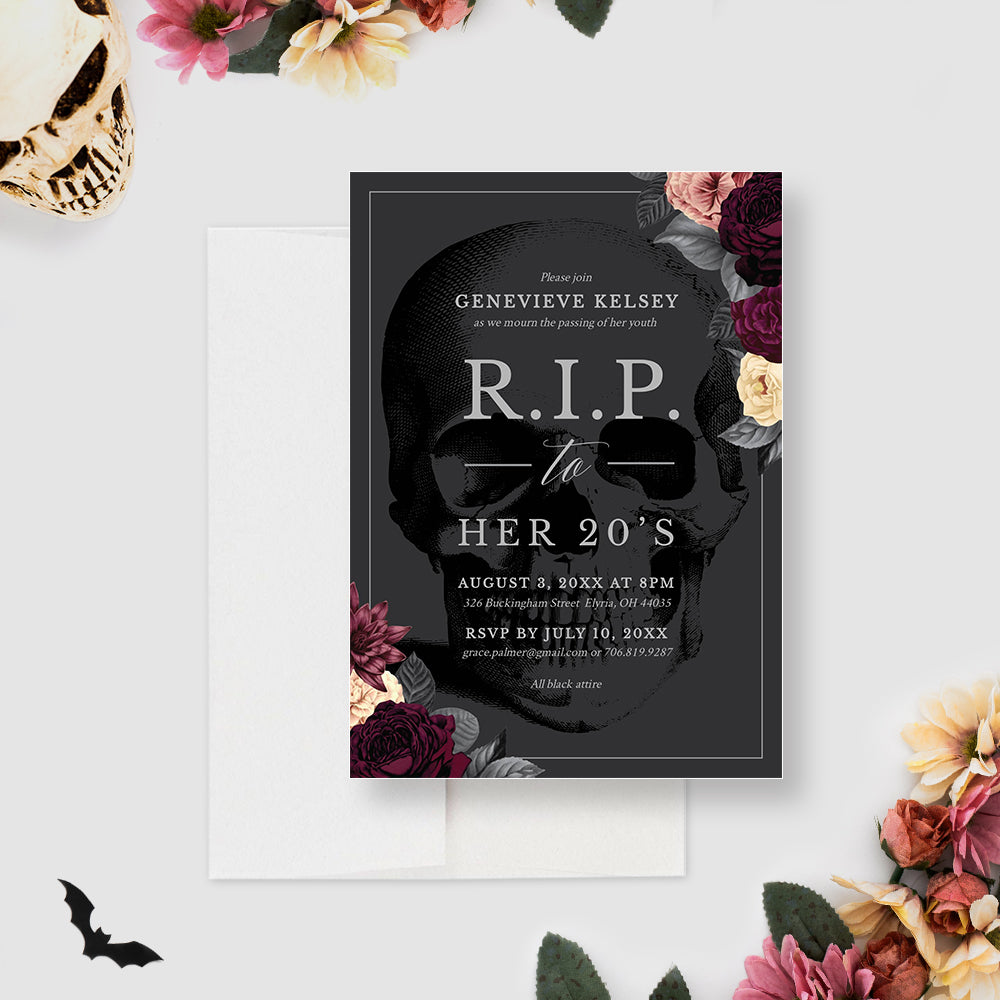 RIP to My 20s Party Invitation Template, RIP 30s 40s 50s Funeral Birth
