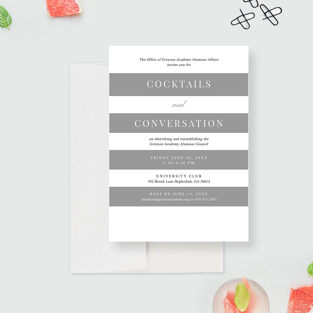 Cocktails and Conversation Party Invitation Editable Template, Busines