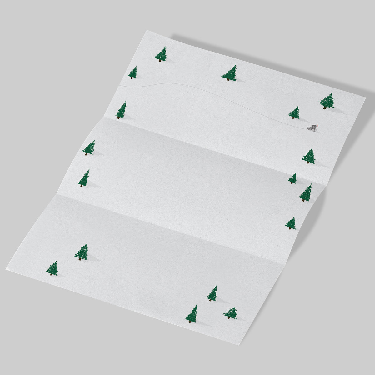 Cute Christmas Trees Letterhead with Cyclist, Pine Trees Holiday Stati