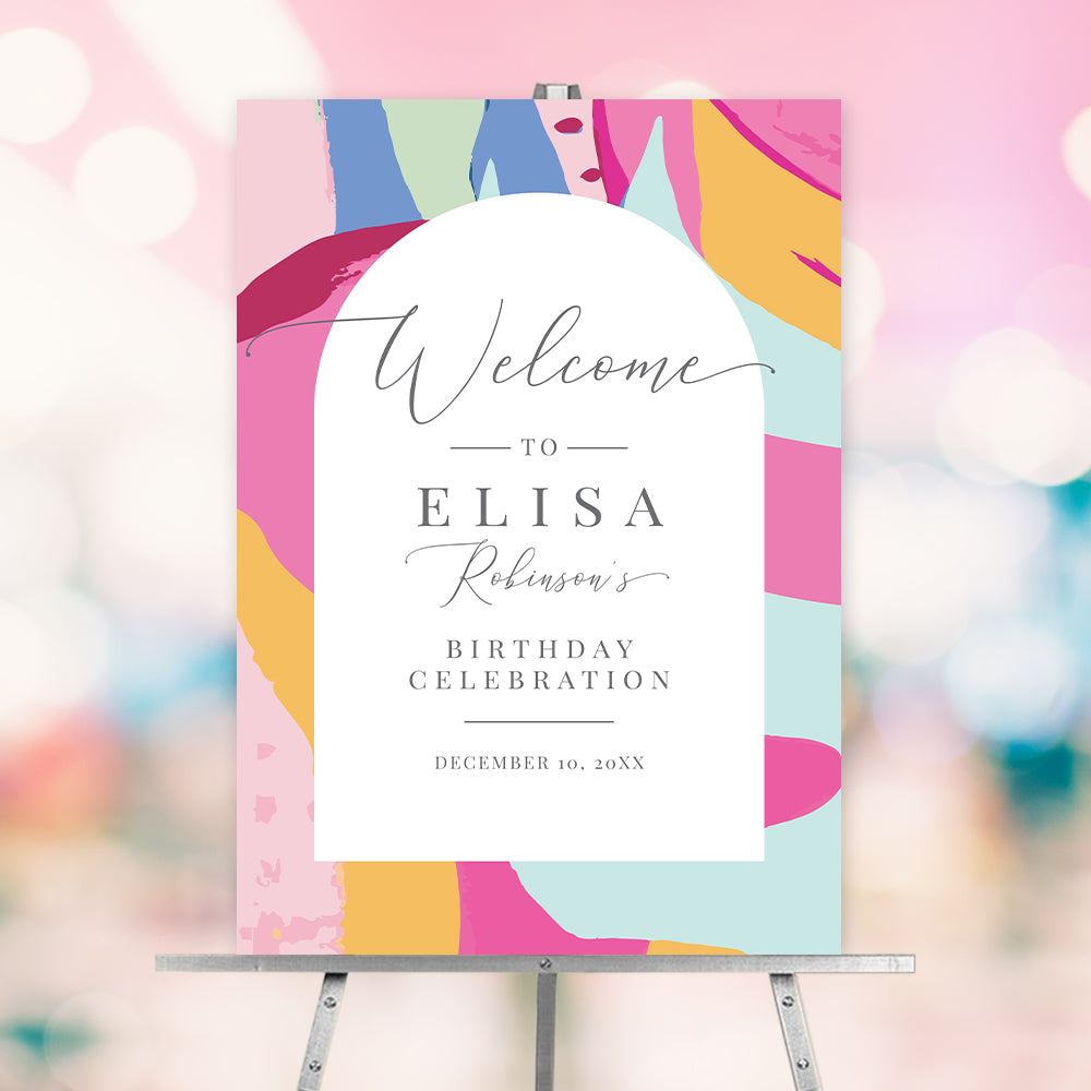 Colorful Birthday Welcome Sign Template, Womens Birthday Sign Digital