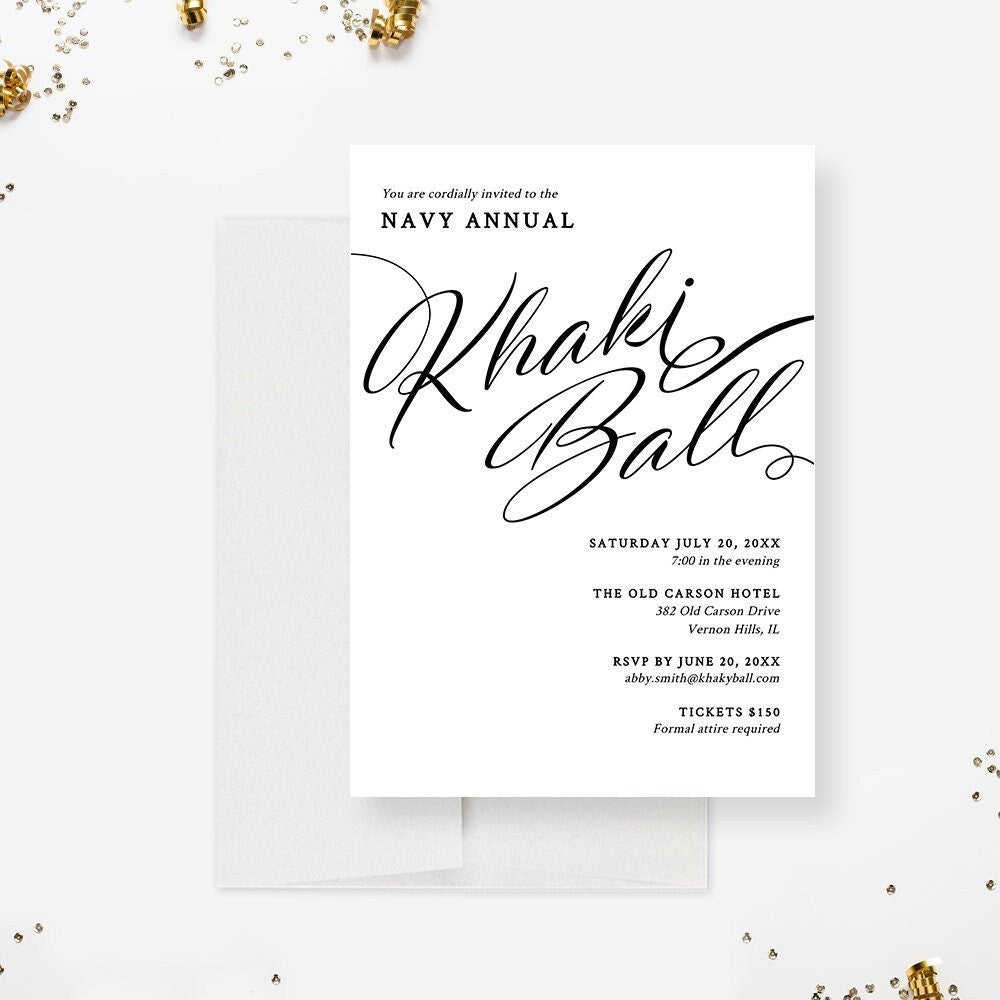 Khaki Ball Party Invitation Editable Template, US Navy Chiefs Party In