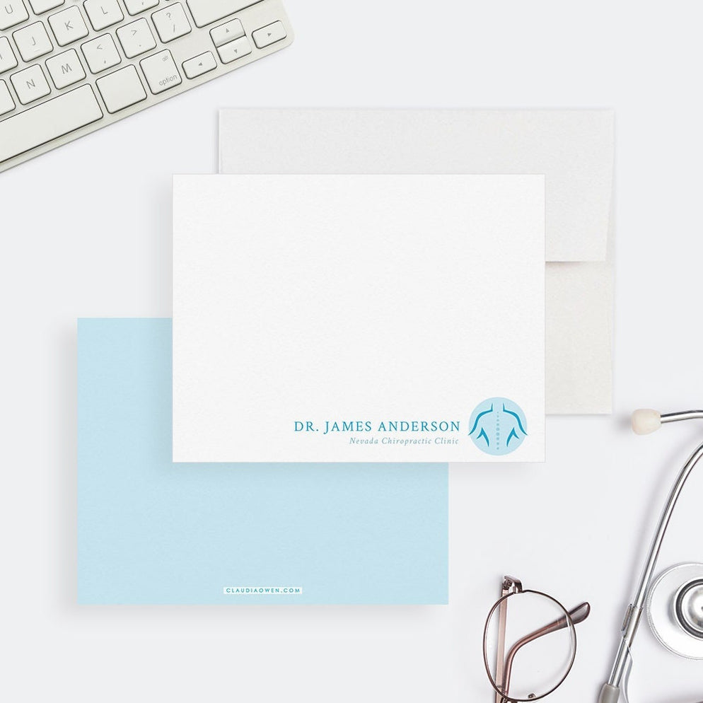 Chiropractor Note Cards Personalized with Clinic Name — Claudia Owen
