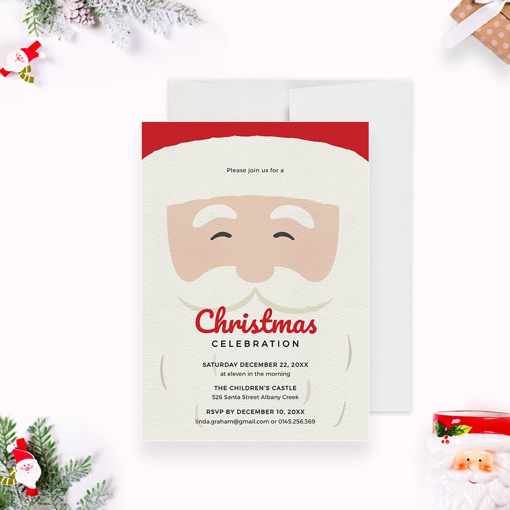 Santa Claus Party Invitation Template Christmas Invite